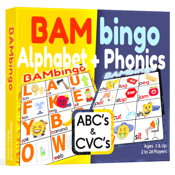 BAMBingo Alphabet Bingo and CVC Words Phonics Bingo Games for Kids Ages ...
