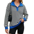 AJGRHE Women Oversized Striped Crewneck Sweatshirt Long Sleeve Color ...