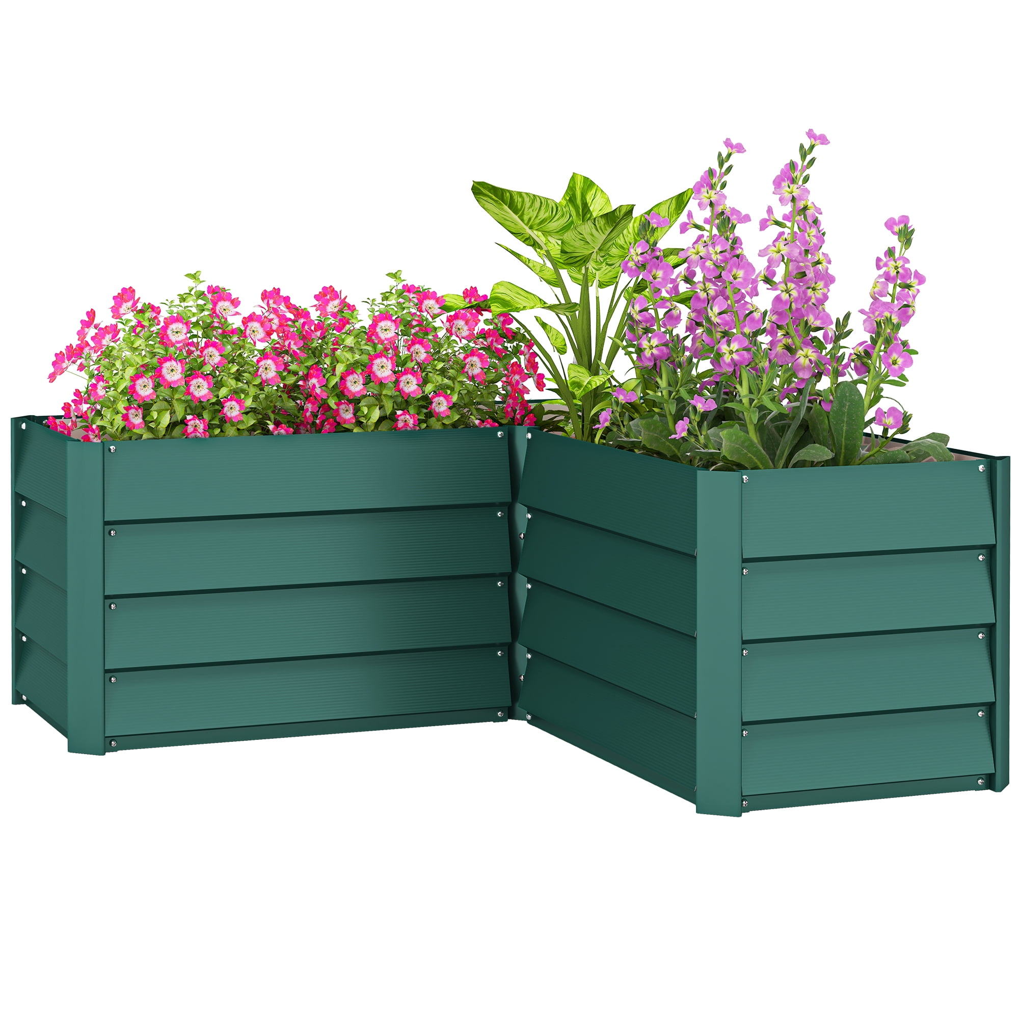 Click here for Outsunny L-Shaped Galvanized Steel Raised Garden B... prices