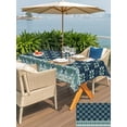 Blue Abstract Floral Rectangle Outdoor Tablecloth with Umbrella Hole ...