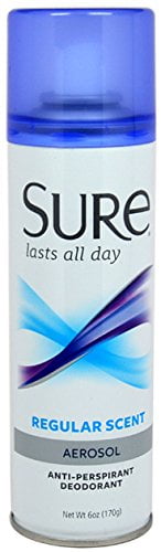 Sure Anti-Perspirant Deodorant Aerosol Spray Regular Scent 6oz Each ...