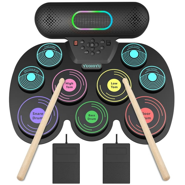 Aursear Electronic Drum Sets Kit for Kids Adults, 9 Pads Portable Drum ...