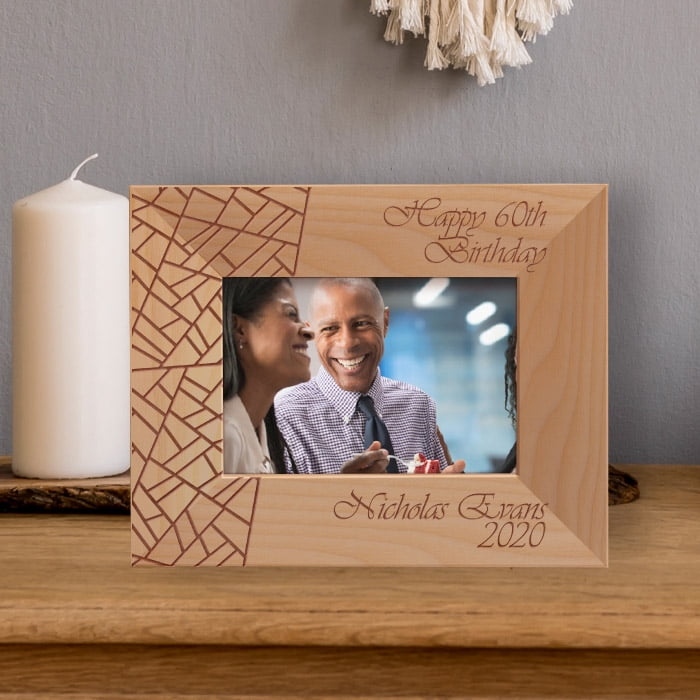 Happy 60th Birthday Personalized Wooden Frame-5" x 3 1/2" Brown ...