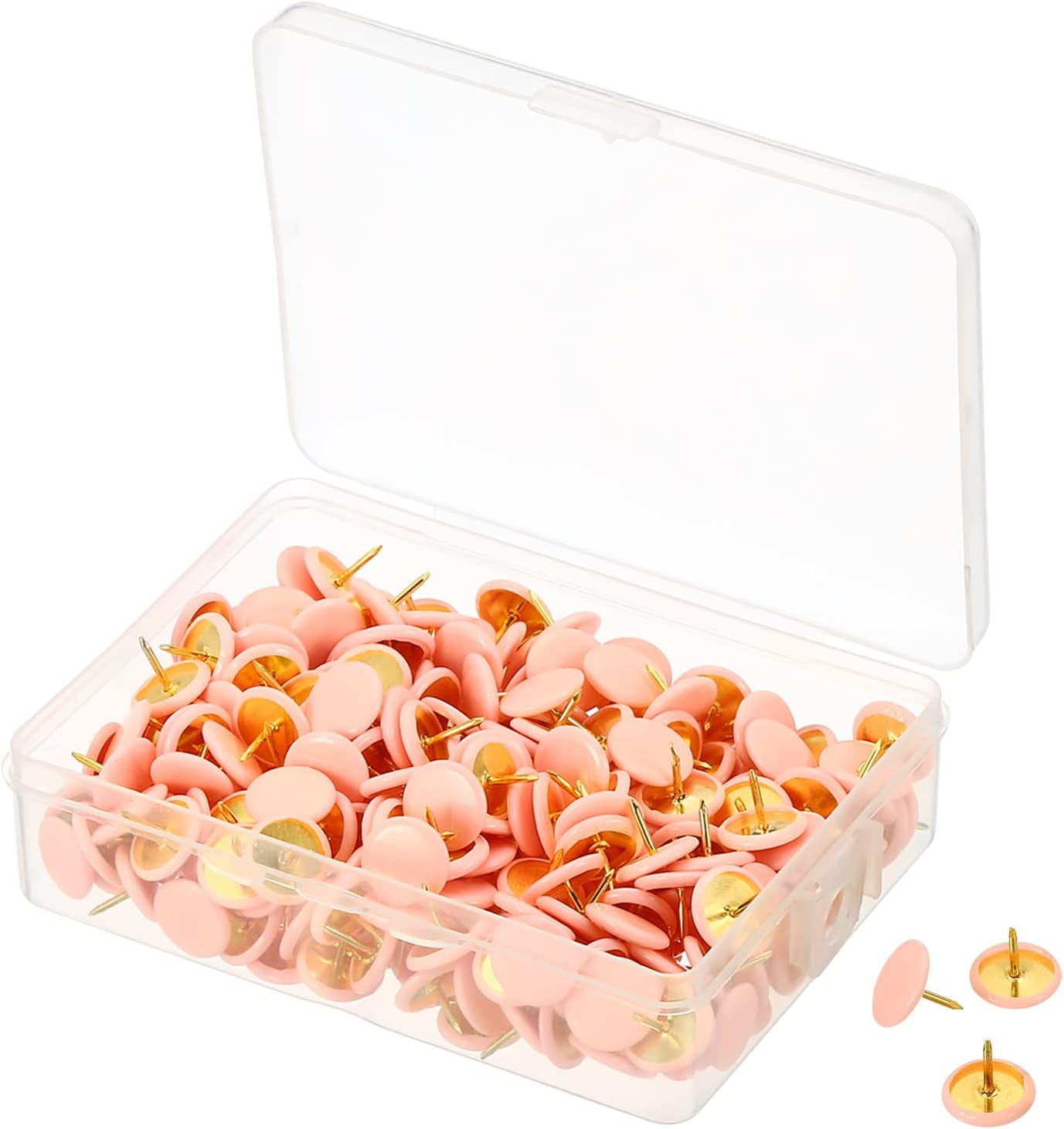 Push Pins, 100 Pack Plastic Roundness Pushpin Thumb Tacks Golden Steel ...