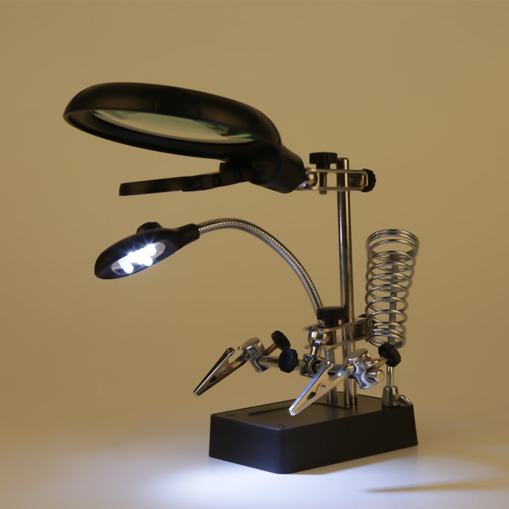 Haofy Magnifying Clamp Stand Helping Hand Magnifier,Helping Hand 2.5X/7 ...