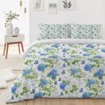 Blue White Hydrangea Queen Duvet Cover Set, Floral Botanical Butterfly ...