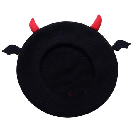 No Face Devil Wings Horn Beret Women Cute Warm Wool Painter Caps Autumn ...