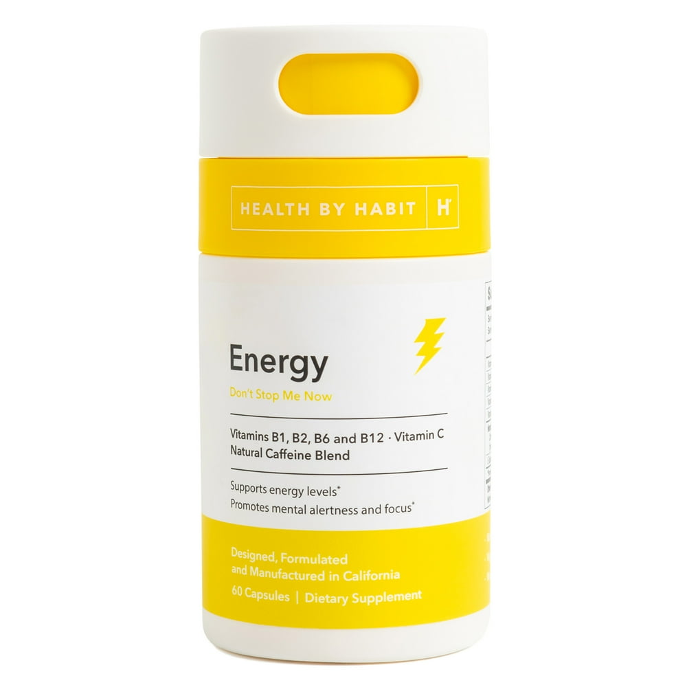 Health By Habit Energy Supplement, Vitamins B1, B2, B6, B12, Natural ...