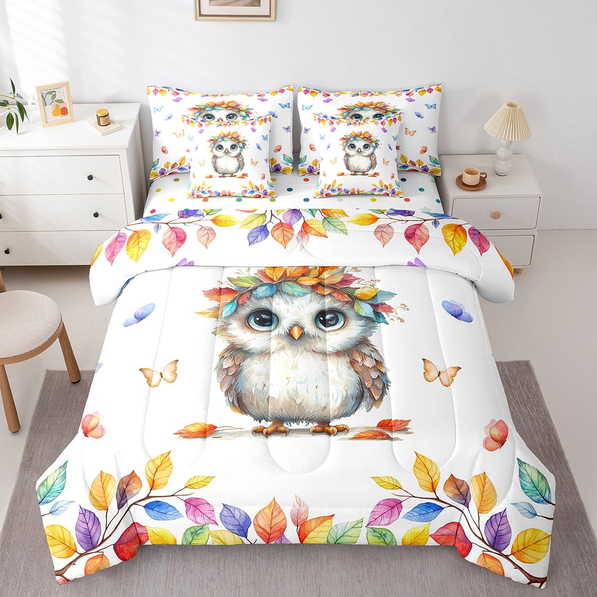 Click here for Yst Cute Owl Bed In A Bag 7-Piece For Kids Kawaii... prices