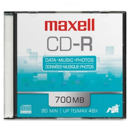 Maxell CD Recordable Media - CD-R - 48x - 700 MB - 1 Pack Slim Jewel ...