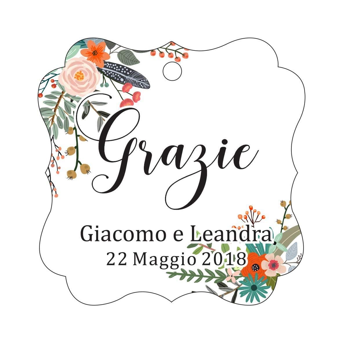 Darling Souvenir Wedding Favor Tag Grazie Wedding Thank You Gift Custom ...