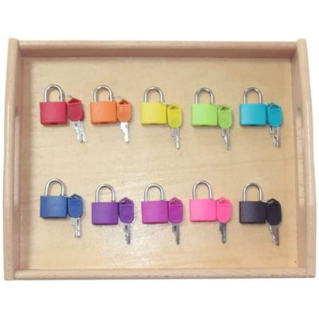 Kid Wooden Keys Locks Tray Preschool Learning Materials Education 10 ...