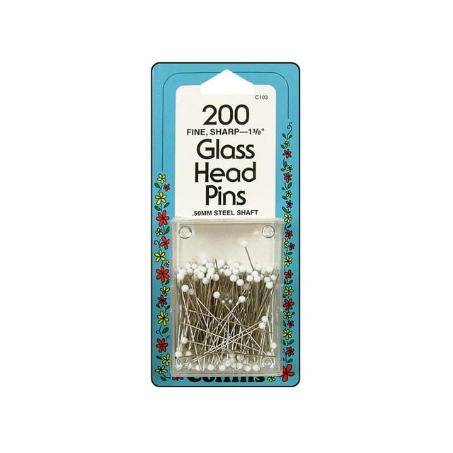 Collins Glass Head Pins 1 3/8" 200pc - Walmart.com