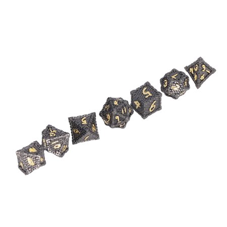 Metal Dice Set, 7Pcs Unique Pattern RPG Dice Clear Numbers With Storage ...