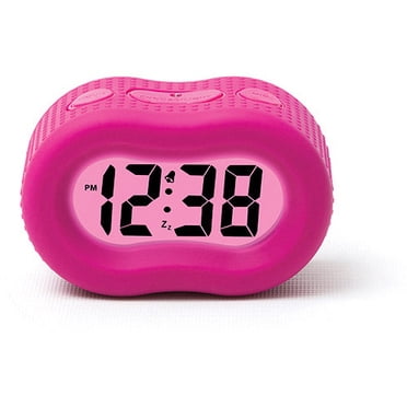 Sharp LED Digital Alarm Clock, Swivel Base, Silver Case, Red Display ...