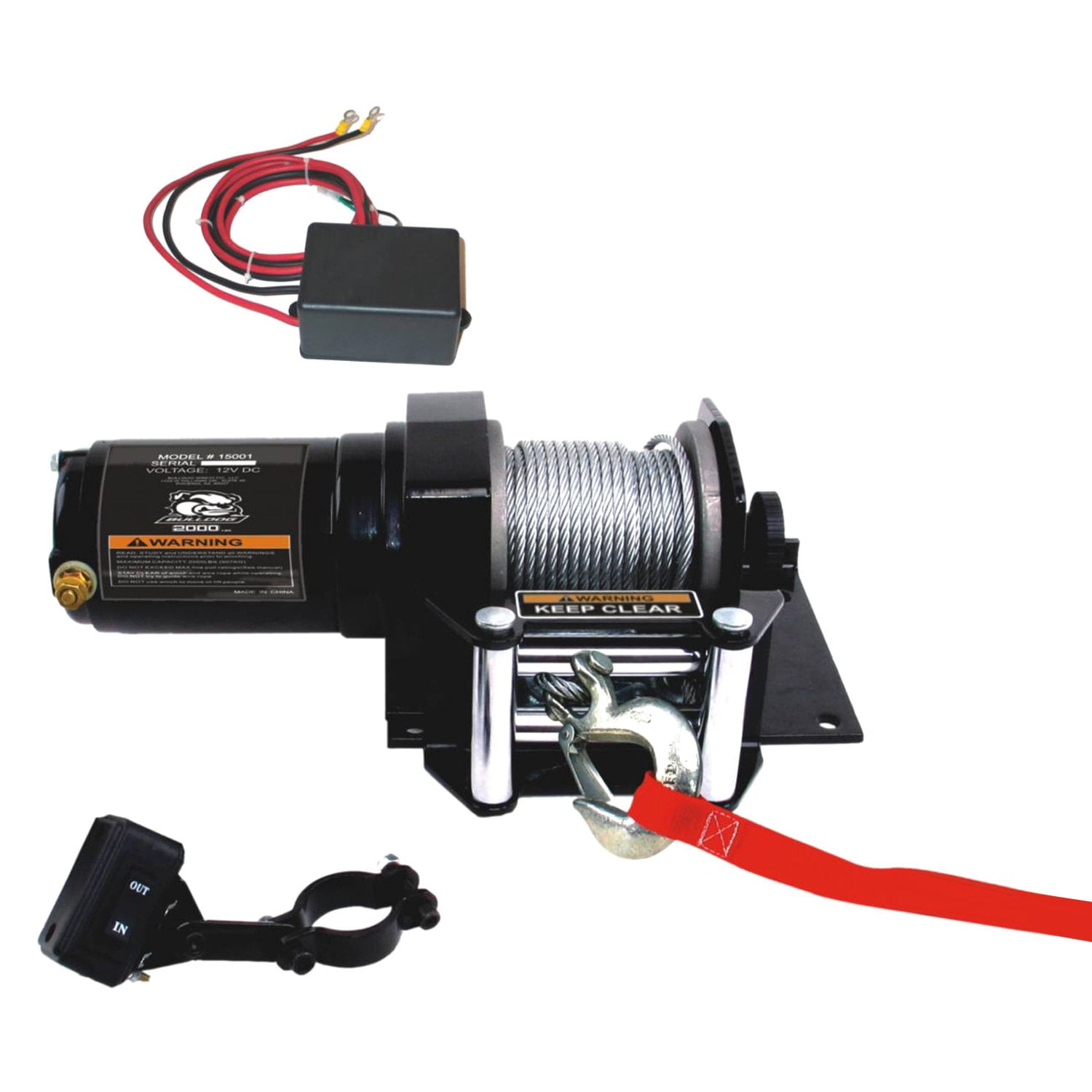 BULLDOG WINCH 15001 2000LB ATV WINCH WITH MINI-ROCKER SWITCH, MOUNTING ...
