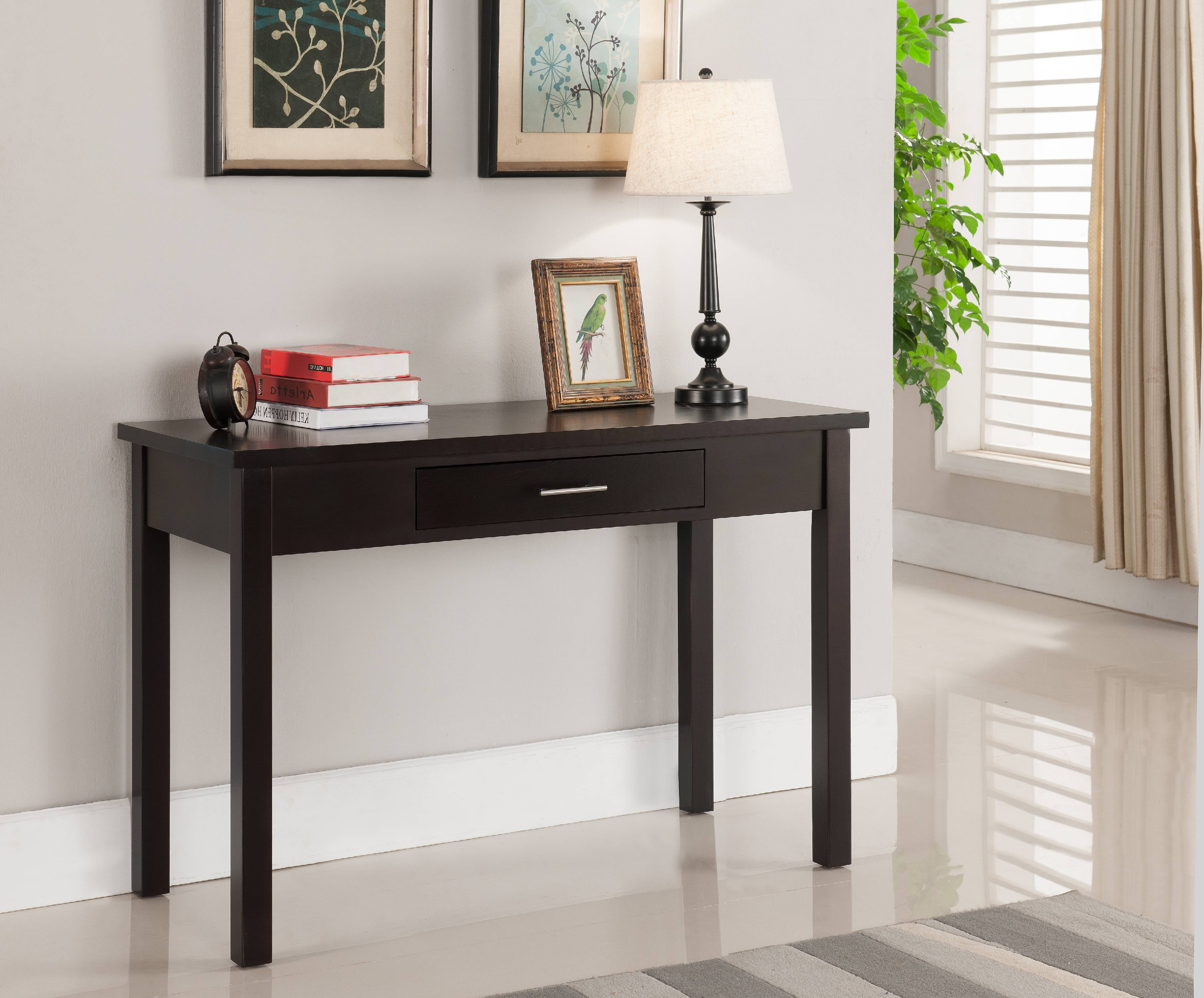 Millburn Home & Office Writing Desk with Storage Drawer, Espresso Wood ...