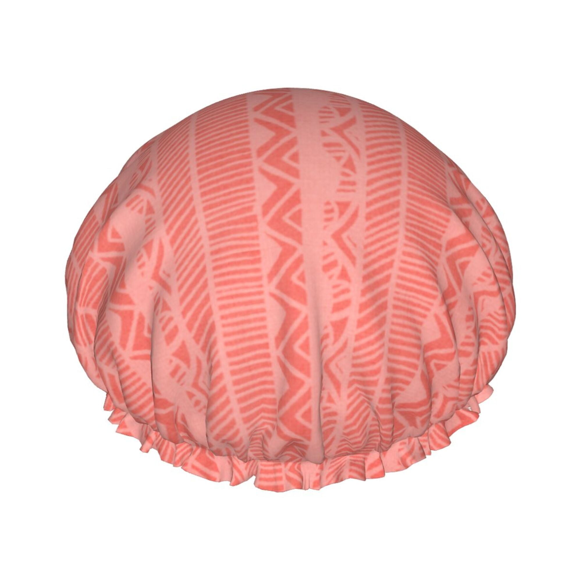 YFYANG Women's Double Waterproof Shower Cap, Pink Line Texture Reusable ...