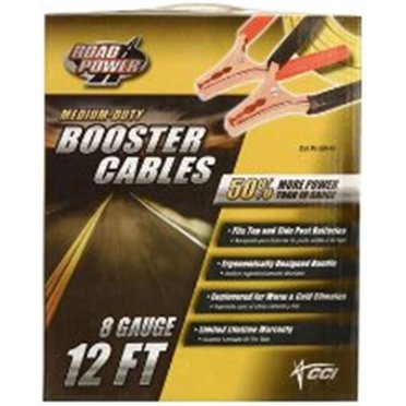 Road Power 84358802 8 Gauge 12' Yellow Booster Cables - Walmart.com