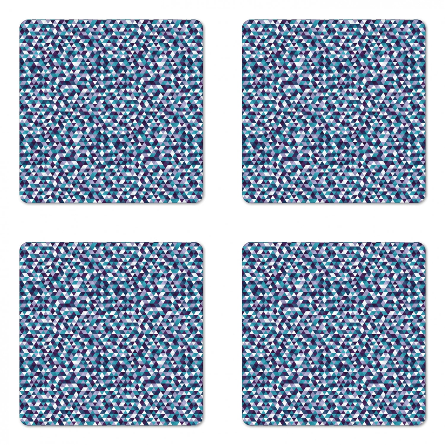 Geometric Coaster Set of 4, Triangles Pattern in Amethyst Colors with ...