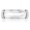 14K Solid White Gold 8mm Half Round Edge Plain Classic Wedding Band ...