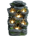 Magic Union 7-Tier Cascading Rock Water Fountain, 24" H Outdoor ...