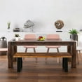 Modern Outside Gymax Solid Acacia Wooden Patio Dining Bench with Rustic ...