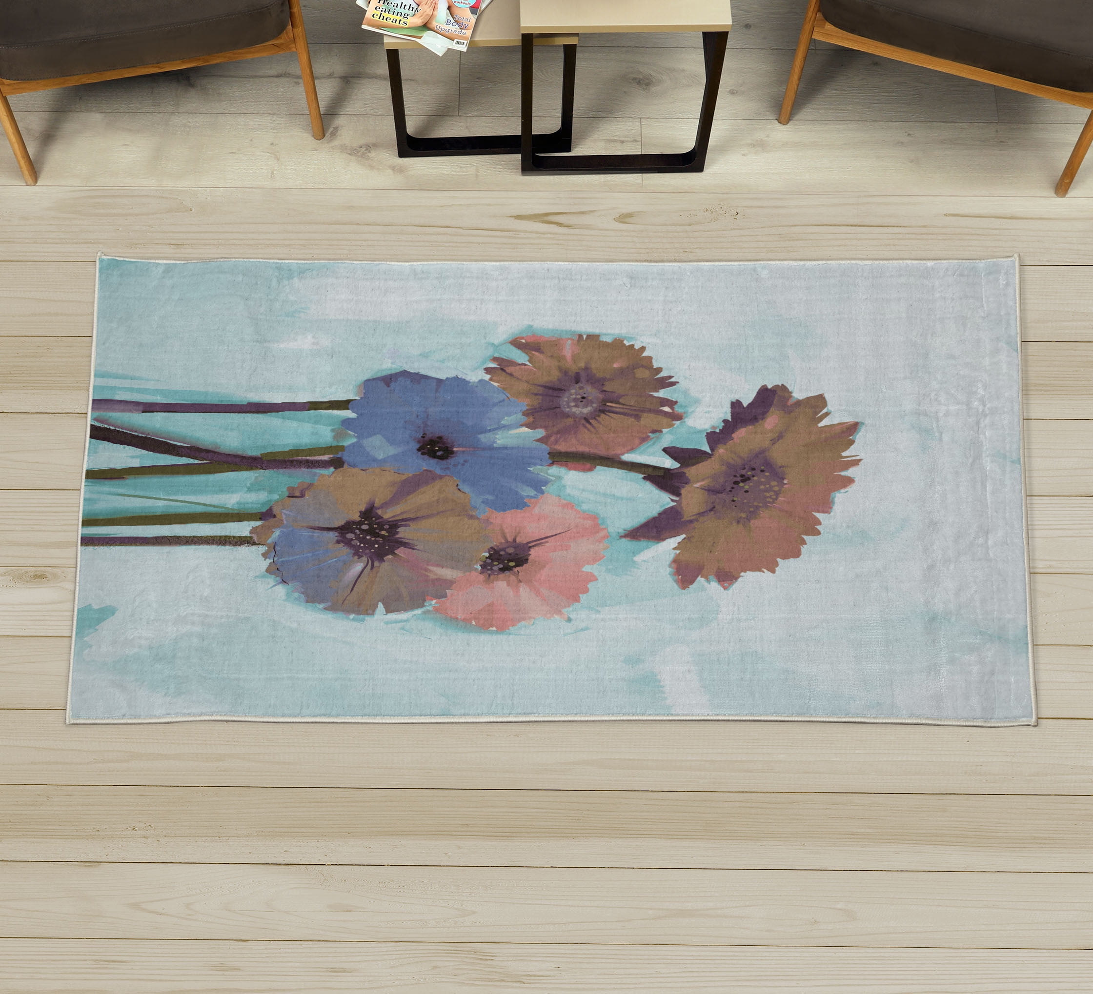 Gerber Daisy Decorative Rug, Posy of Spring Flowers Oil Painting ...
