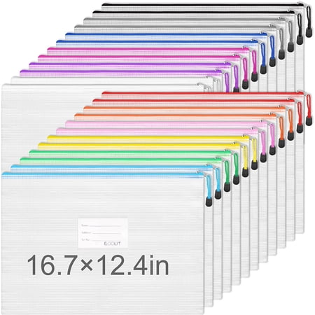 EOOUT 24pcs Mesh Zipper Pouch, Zipper Bags, Document Bag with Label ...