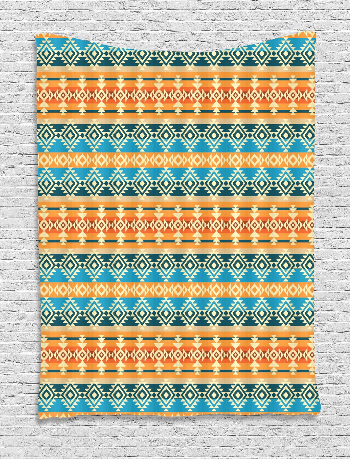 Southwestern Tapestry, Striped Backdrop with Geometric Tribal Motifs ...