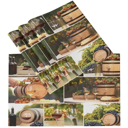 Retro Wine Placemats for Dining Table Set of 4,12x18 inch Placemats ...