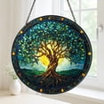Nature Tree Design Stained Glass Style Decorative Window Panel ...