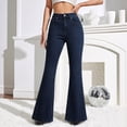 AHTJRT Flare Jeans for Women Curvy Skinny Button Front High Waisted ...