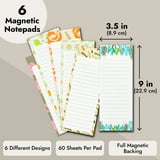 Juvale Magnetic Notepads for Refrigerator, 6 Floral Designs, 60 Sheets ...