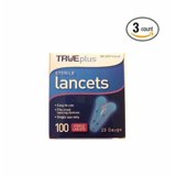 True Plus Sterile Diabetic Single-Use Test Lancets, 28 Gauge, 100Ct, 3 ...