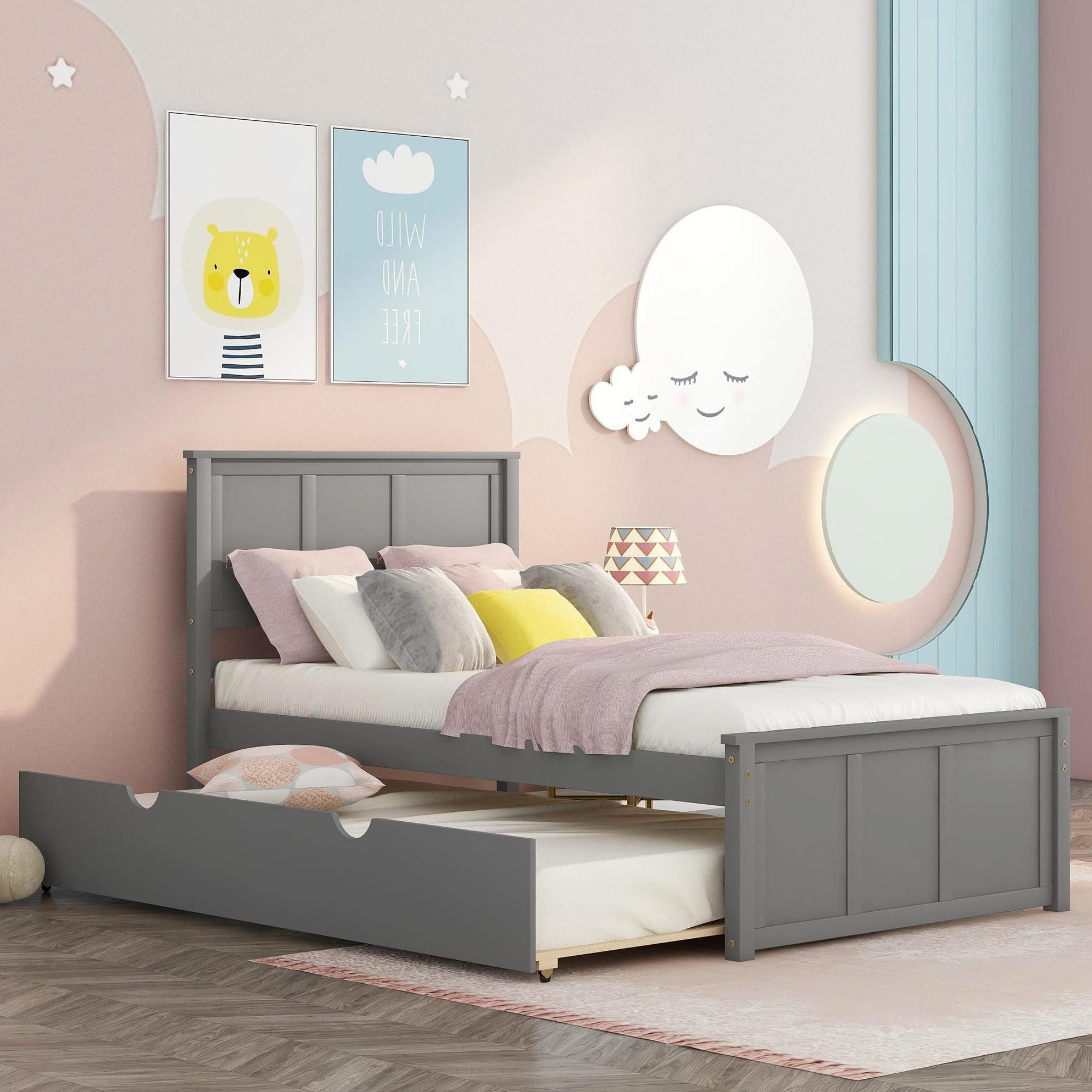 Click here for Harper & Bright Designs Twin Bed Frame With Trundl... prices