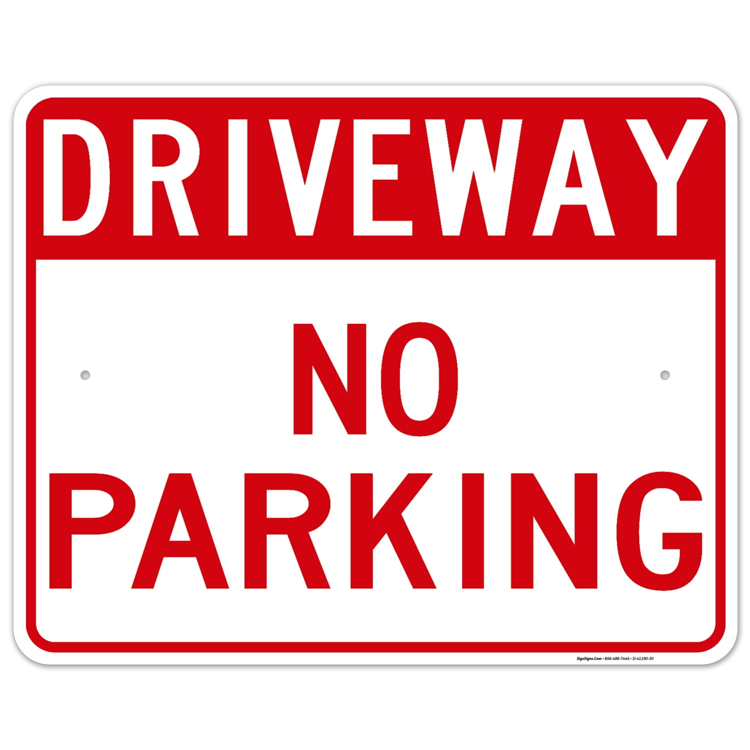 No Parking With Driveway Header Sign, 24x30 Aluminum - Walmart.com