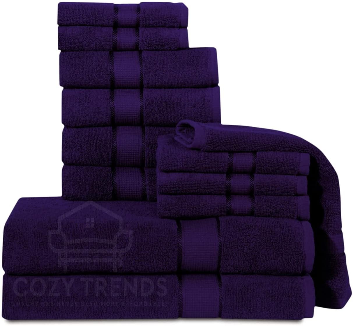 Luxurious Cotton Absorbent 600 GSM 12 Piece Bathroom Towel Set Made of ...