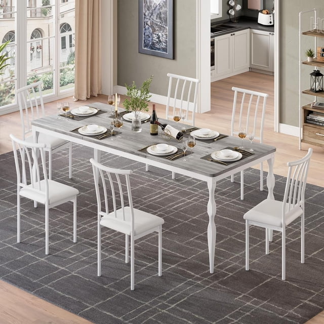 Long Dining Table with Special-Shaped Metal Legs – 78.8" x 35.4 ...
