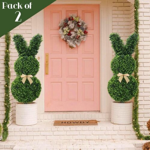 Lindfrs Artificial Bunny Topiary Tree Pot Outdoor Easter Rabbit Shaped ...