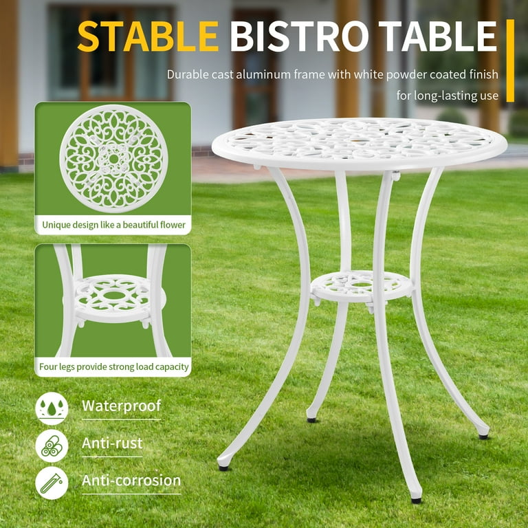 White Metal Bistro Set Of 1 Table And 2 Chairs Walmart Outdoor