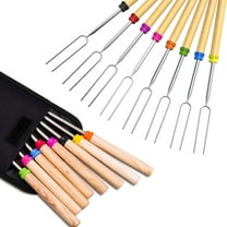 "Best 12 PACKS Marshmallow Roasting Sticks 32"" Set of 8 BBQ Skewers with Wooden Handle ...