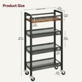 HOSSLLY 4-Tier Slim Storage Cart with Swivel Wheels, Rustic Brown ...