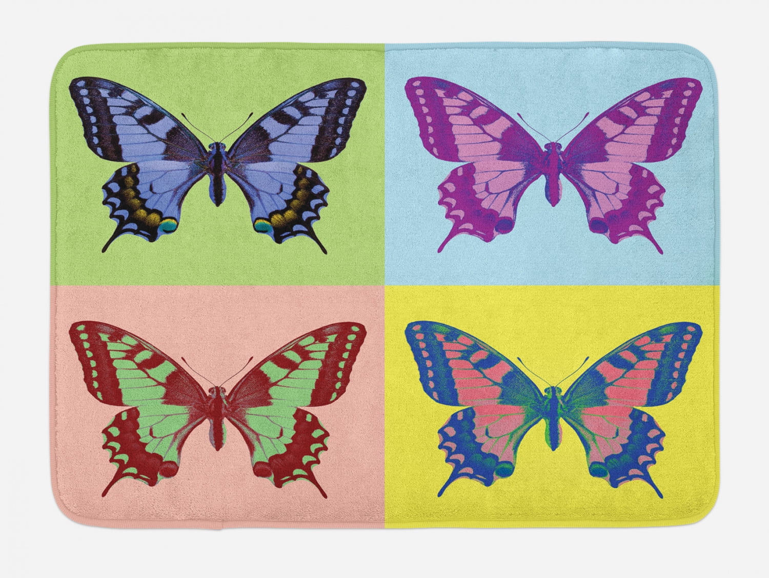 Butterfly Bath Mat, Pop Art Swallowtail Pavilions Wild Life ...