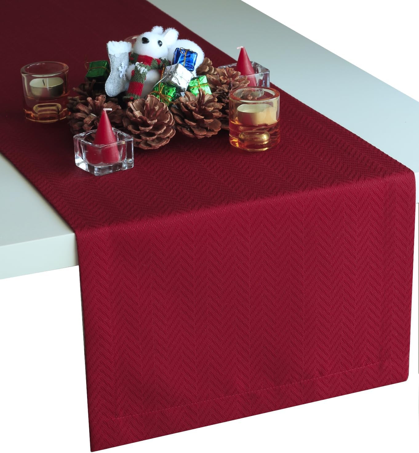 TRAHOO-Red Table Runner 120 inch, Cranberry Dresser Scarf, Burgundy Outdoor Coffee Table Runner ...