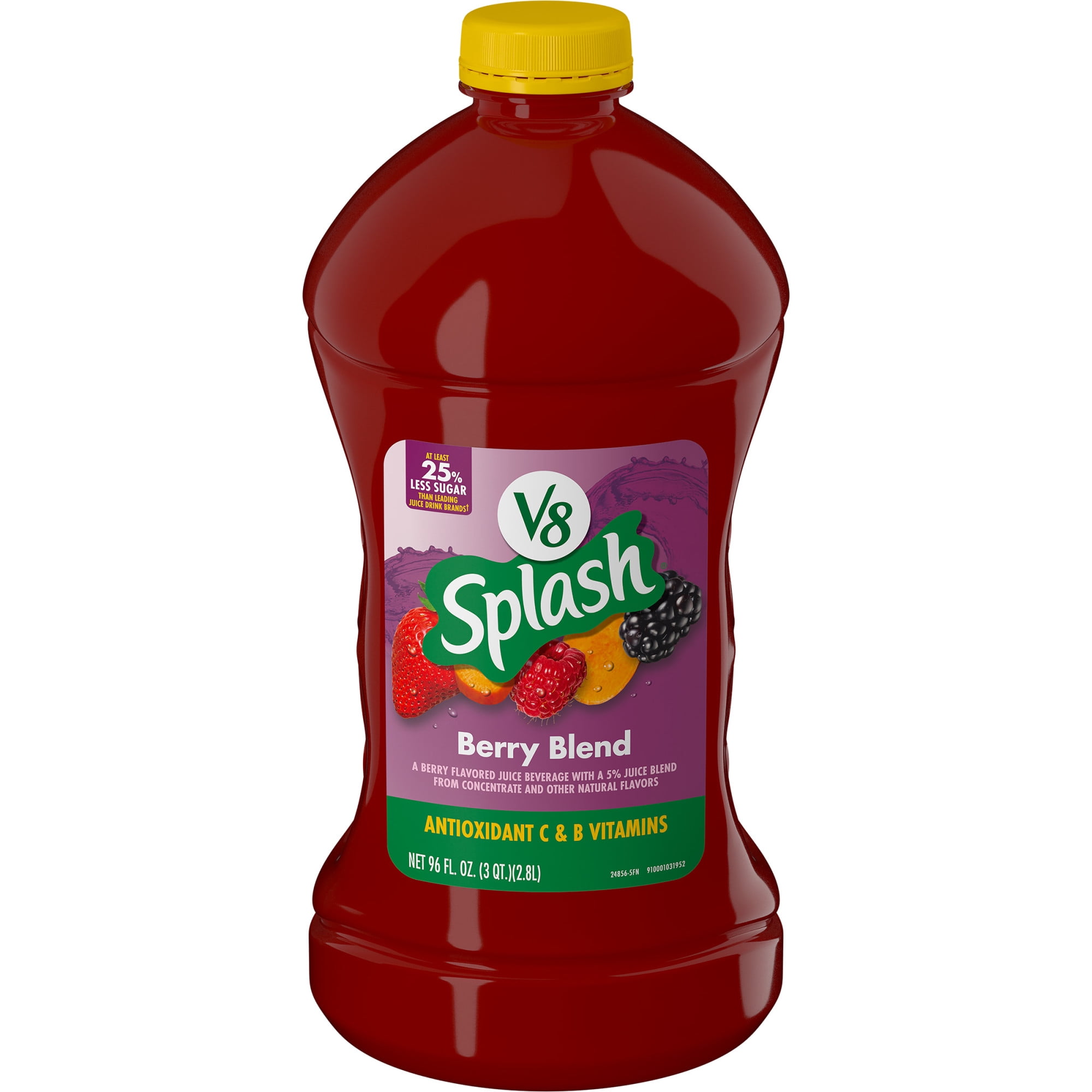 V8 Splash Berry Blend Flavored Juice Beverage, 96 FL OZ Bottle ...