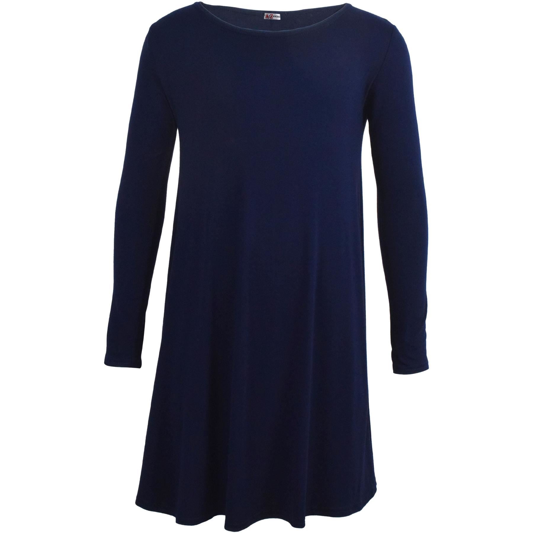 Kids Girls Swing Dress Plain Color Dance Party Fashion Summer Dresses 3 ...