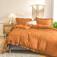 Move Over 3 Pieces Rust Ruffle Bedding Sets Washed Microfiber Ruffled ...