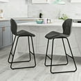 26 Inch Upholstered Counter Height Dining Chair with Black Metal Legs ...