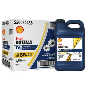 Shell Rotella T6 15W-40 Full Synthetic Diesel Engine Oil for Motor ...